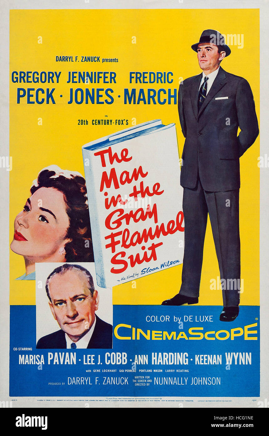 THE MAN IN THE GRAY FLANNEL SUIT, US poster art, from bottom left ...