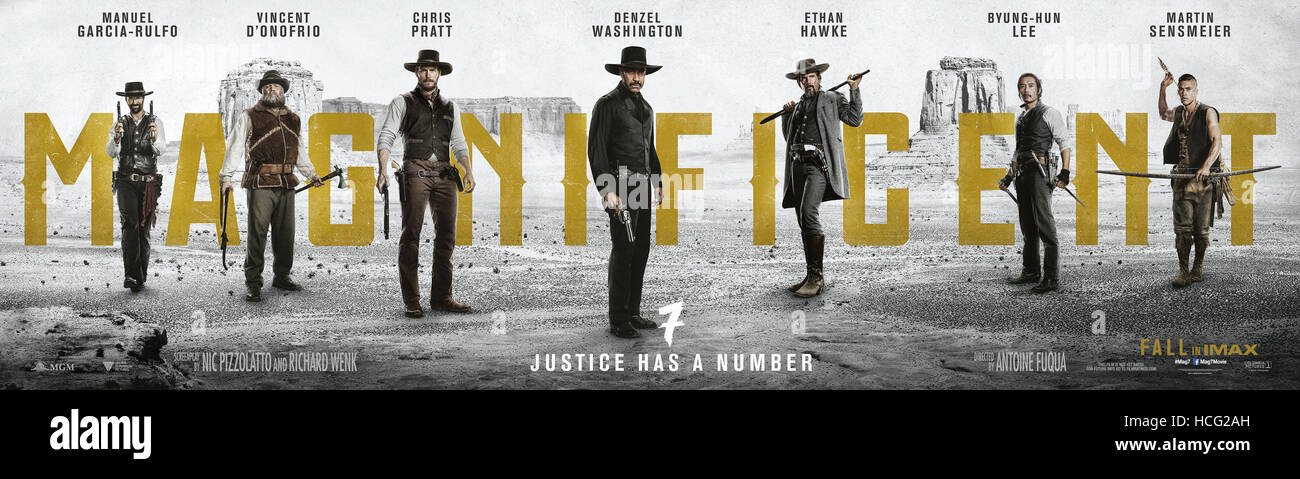 THE MAGNIFICENT SEVEN, US banner poster, from left: Manuel Garcia-Rulfo ...