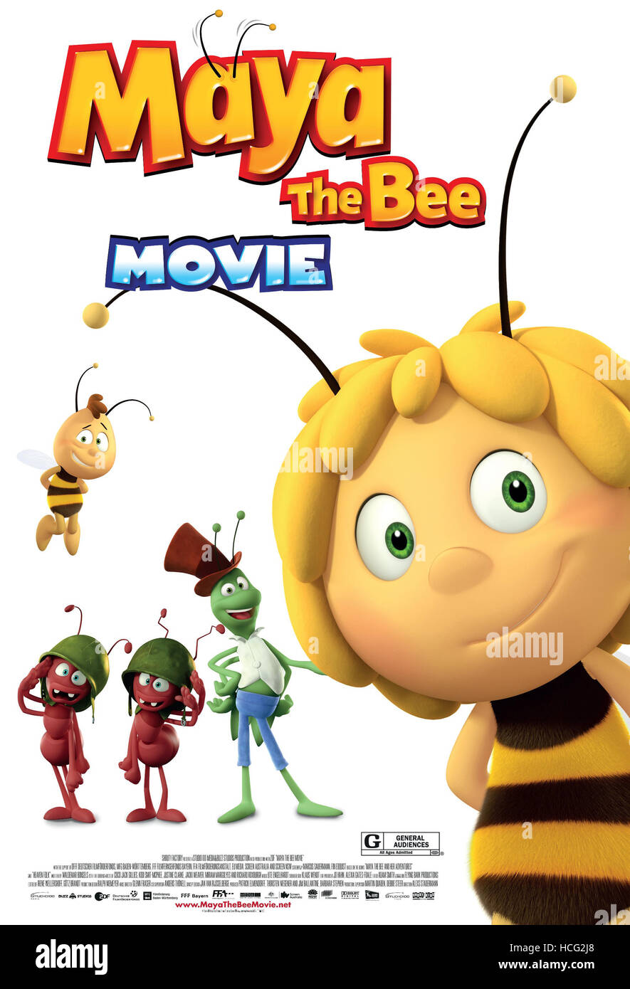 MAYA THE BEE MOVIE, US poster, Willy (top left, voice: Kodi Smit-McPhee ...