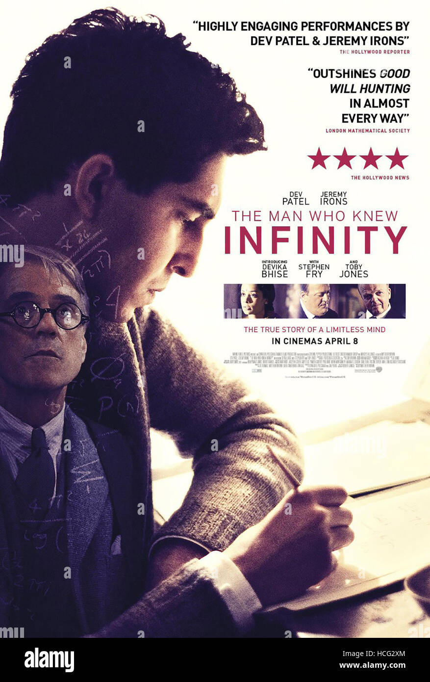 THE MAN WHO KNEW INFINITY, US poster, l-r: Jeremy Irons, Dev Patel ...