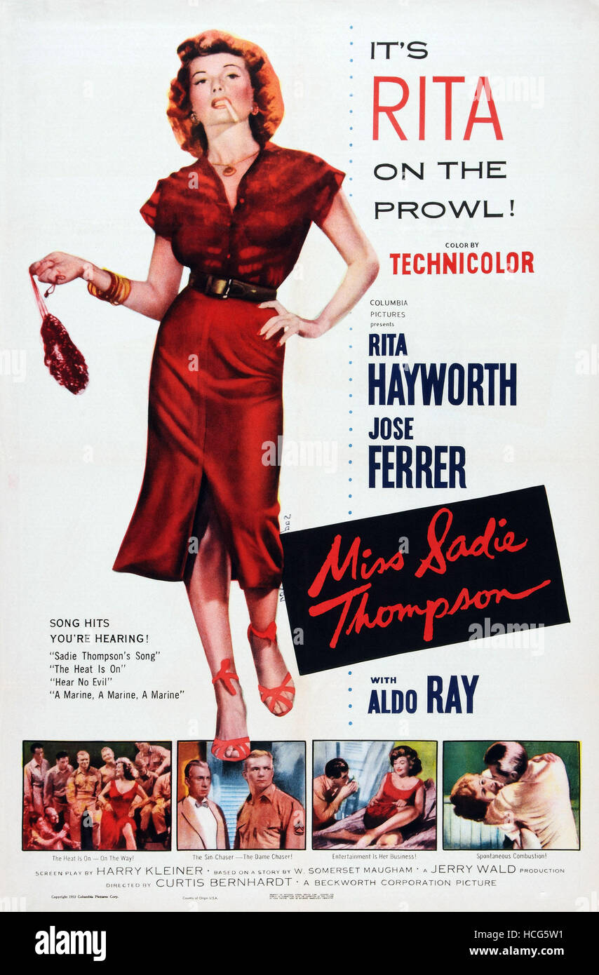 MISS SADIE THOMPSON, US poster art, Rita Hayworth, 1953 Stock Photo - Alamy