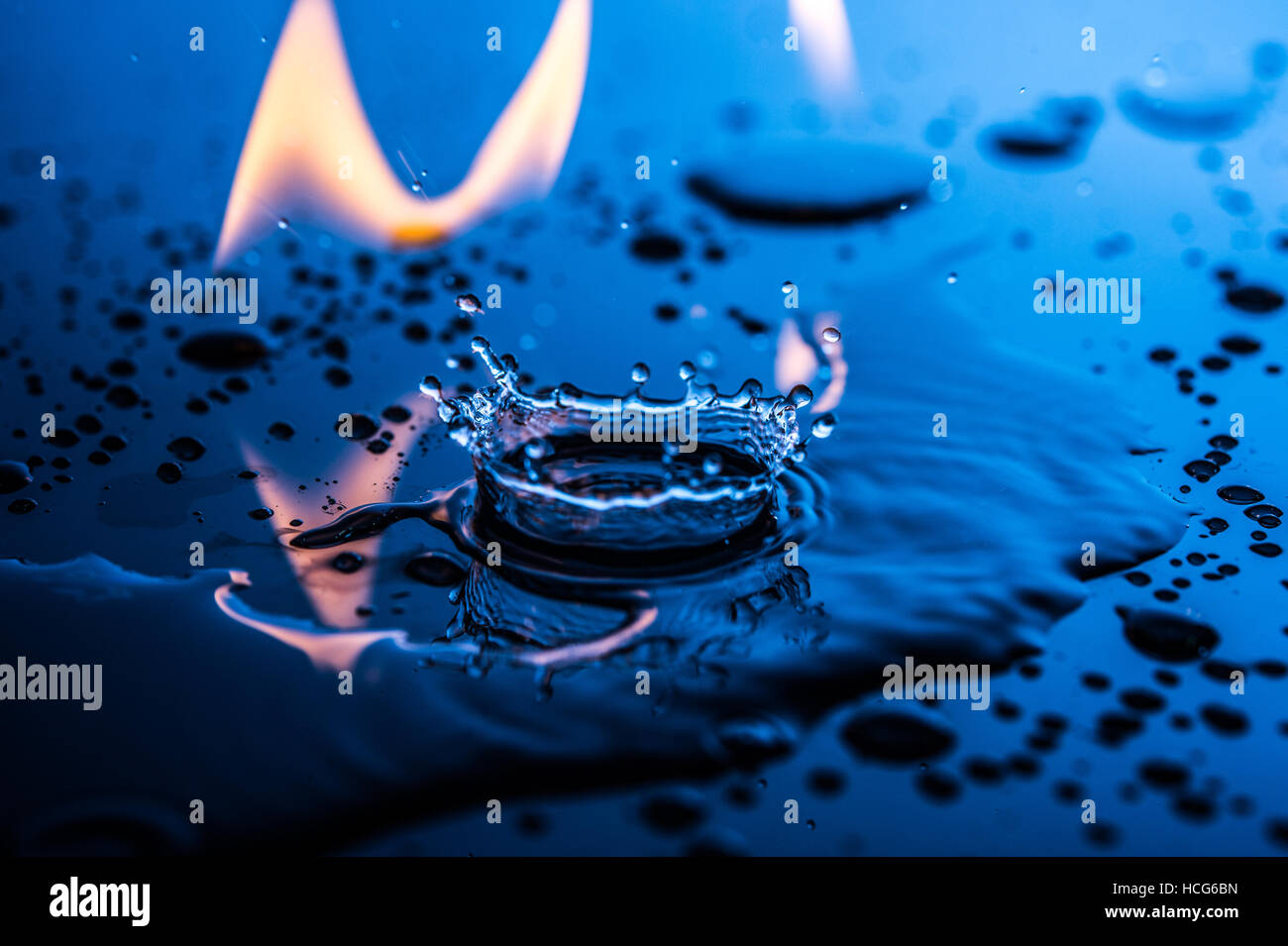 Water droplet crown with fire Stock Photo - Alamy