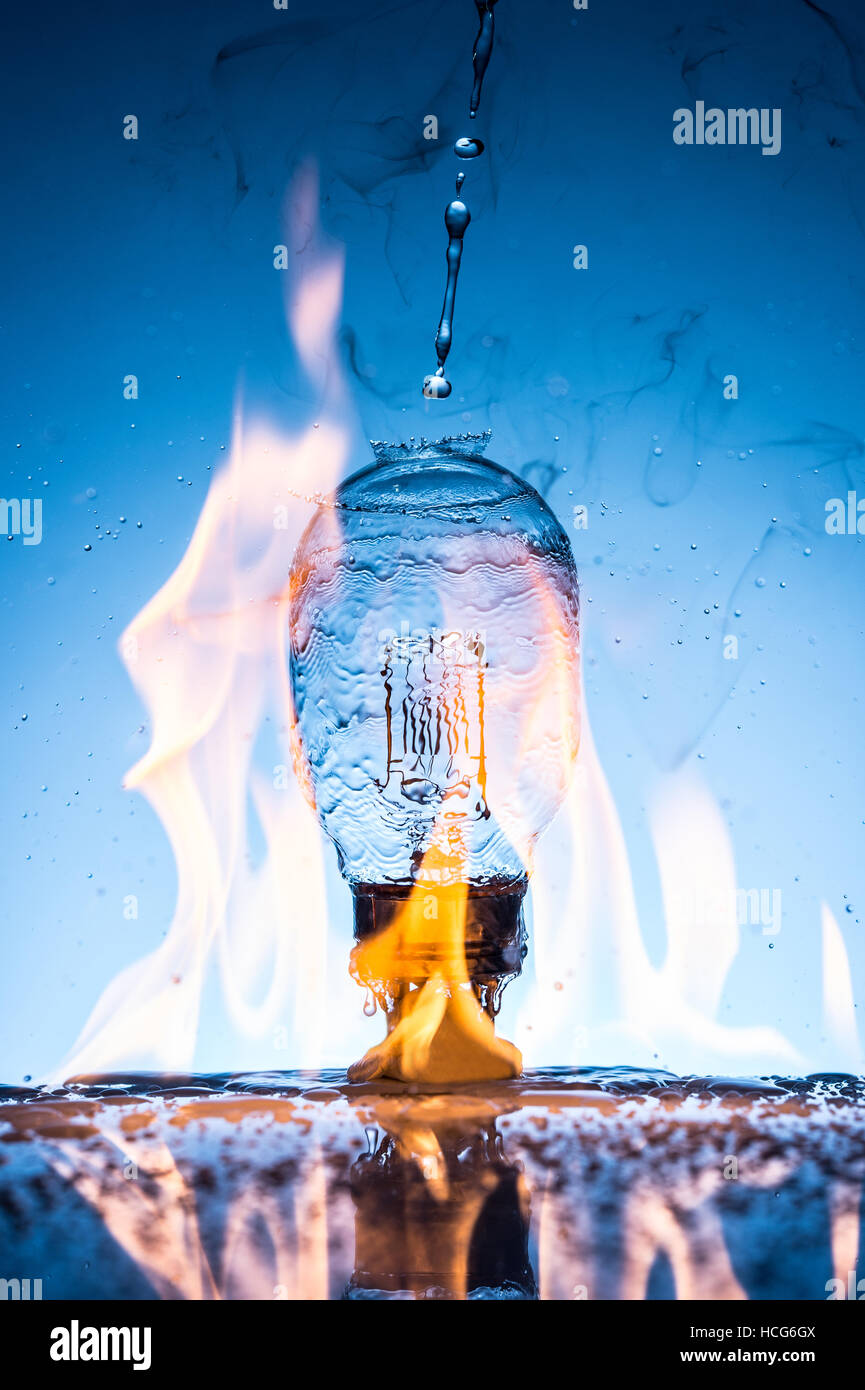 Splash Bulb with fire Stock Photo - Alamy