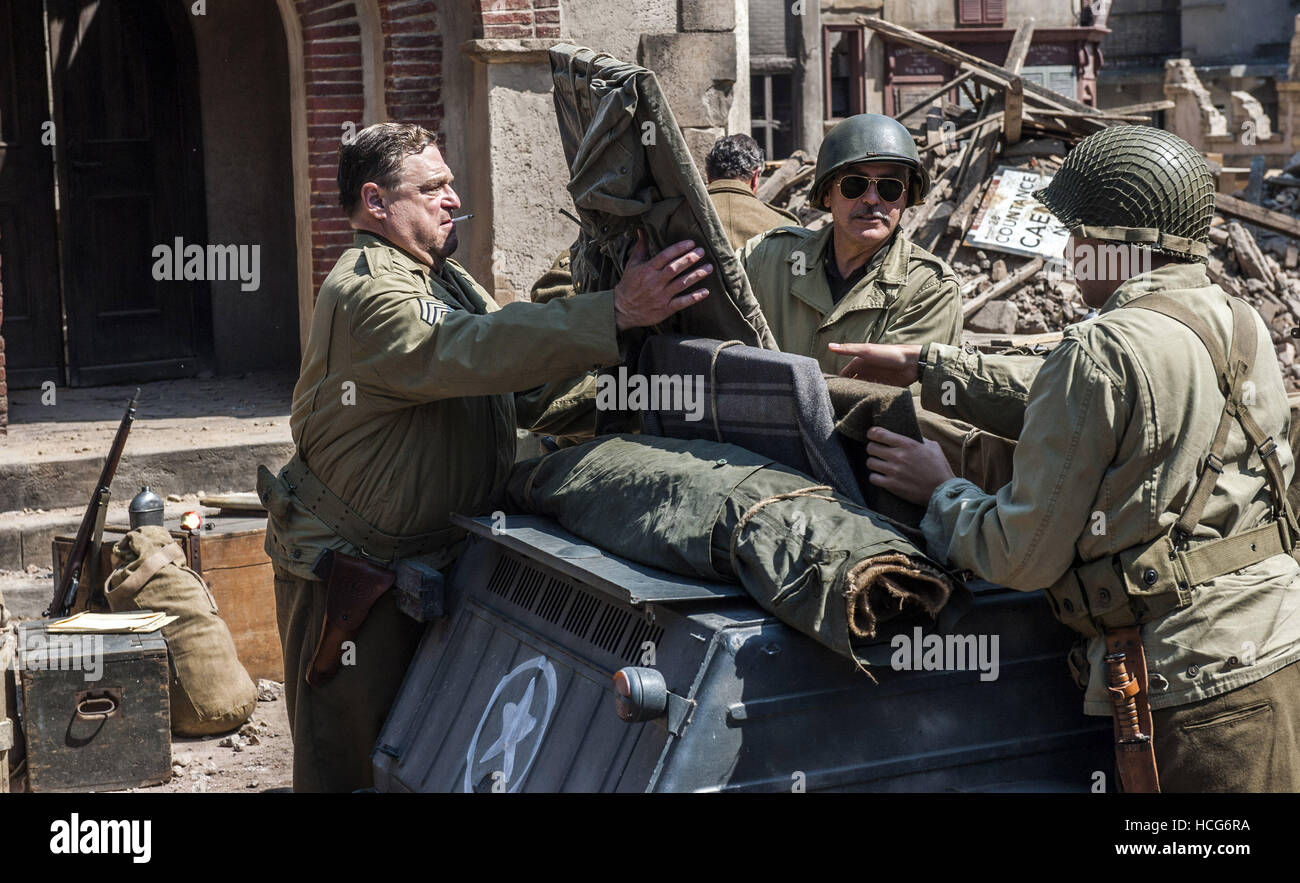 THE MONUMENTS MEN, from left: John Goodman, George Clooney, Dimitri ...