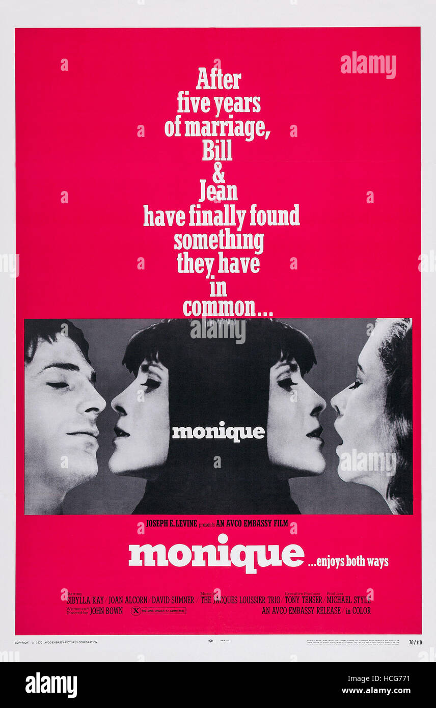 MONIQUE, US poster, from left: David Sumner, Sibylla Kay (twice), Joan ...