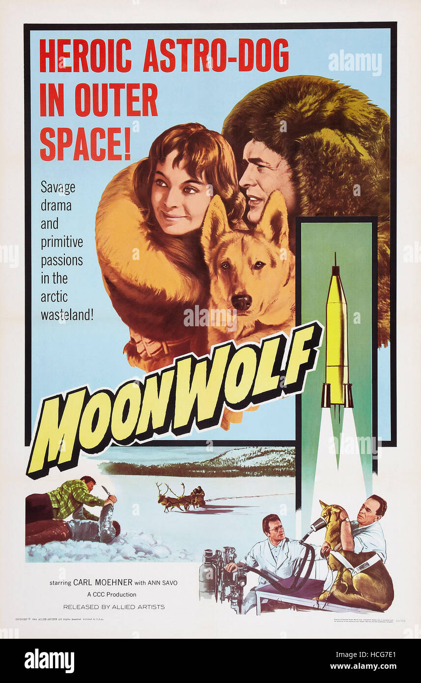 MOONWOLF, (aka ZURUCK AUS DEM WELTALL), poster art, l-r: Anneli Sauli, Carl Mohner, 1959 Stock ...