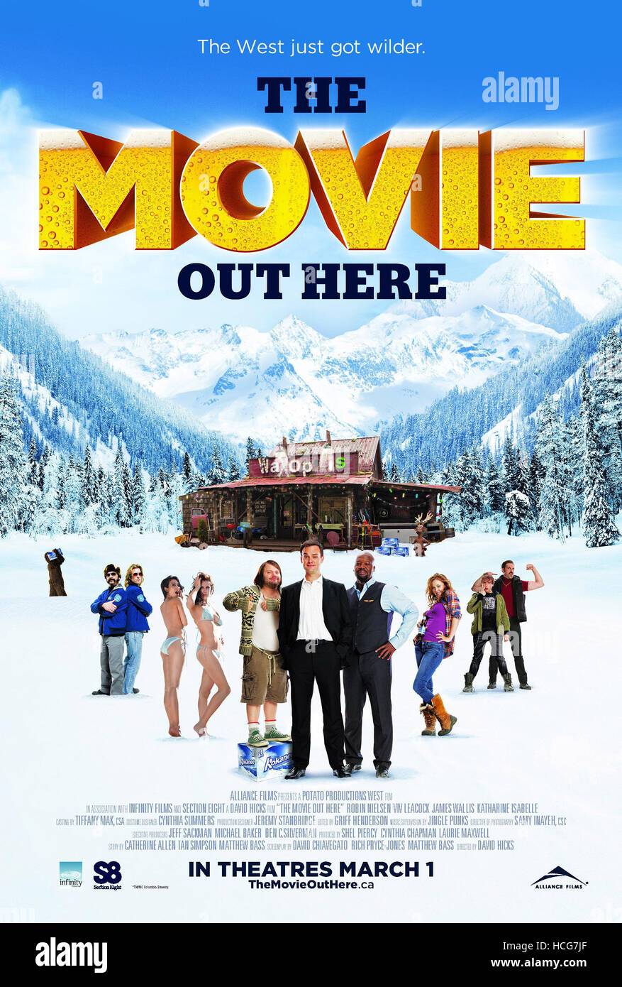 THE MOVIE OUT HERE, Canadian poster art, front, from left: James Wallis, Robin Nielsen, Viv ...