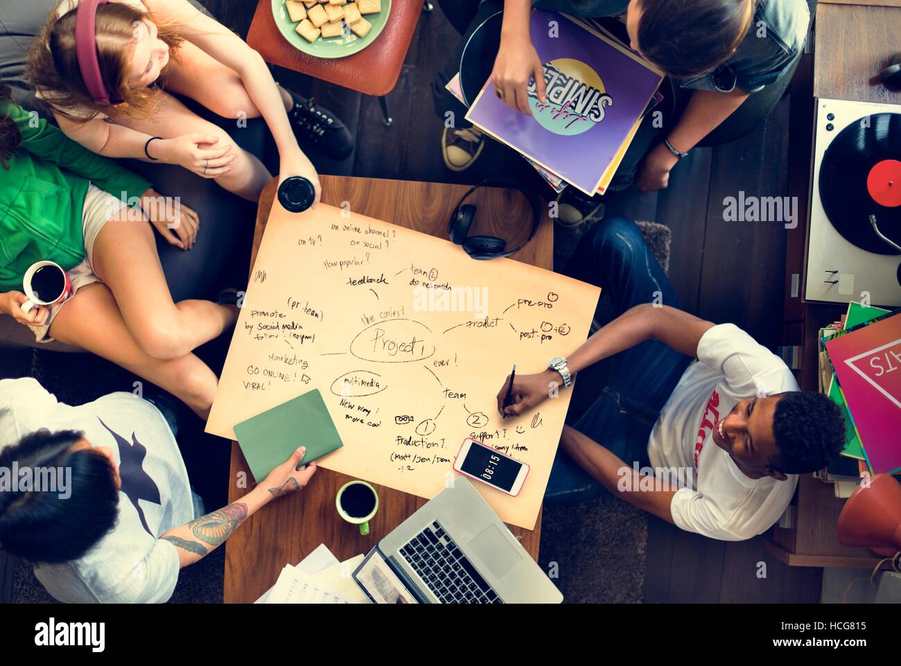 Diverse Group People Doing Project Concept Stock Photo - Alamy