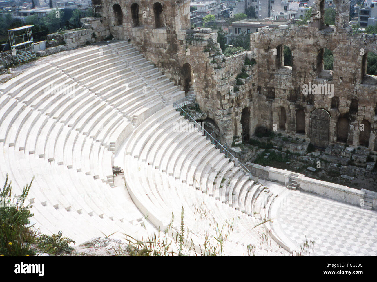 This photo, taken around 1990, shows a frontview of the Acropolis ...