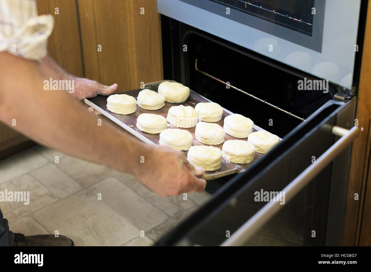 Hands Holding Dough Tray Scone Bakery Concept Stock Photo - Alamy