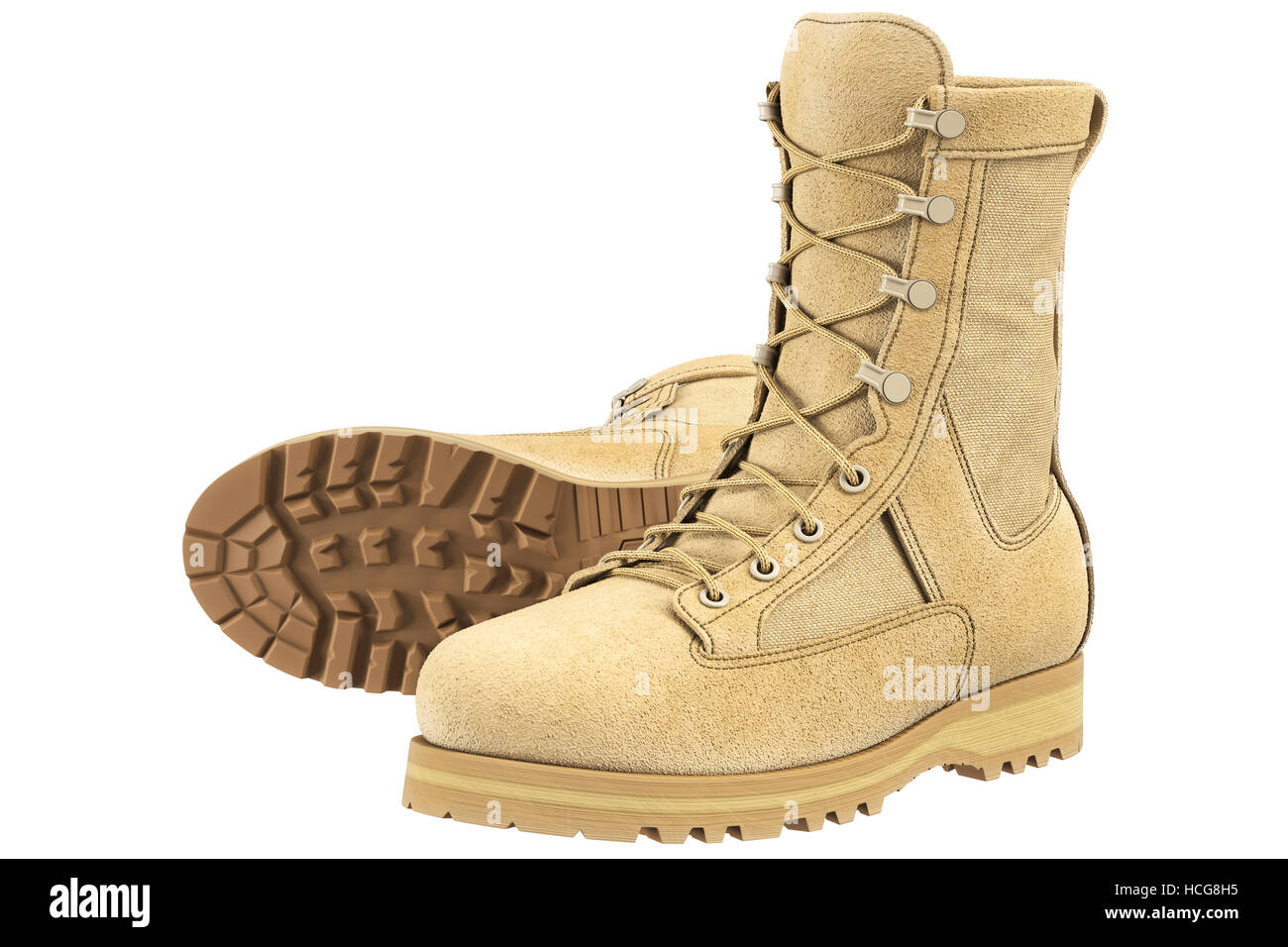 Military boots army, beige Stock Photo - Alamy