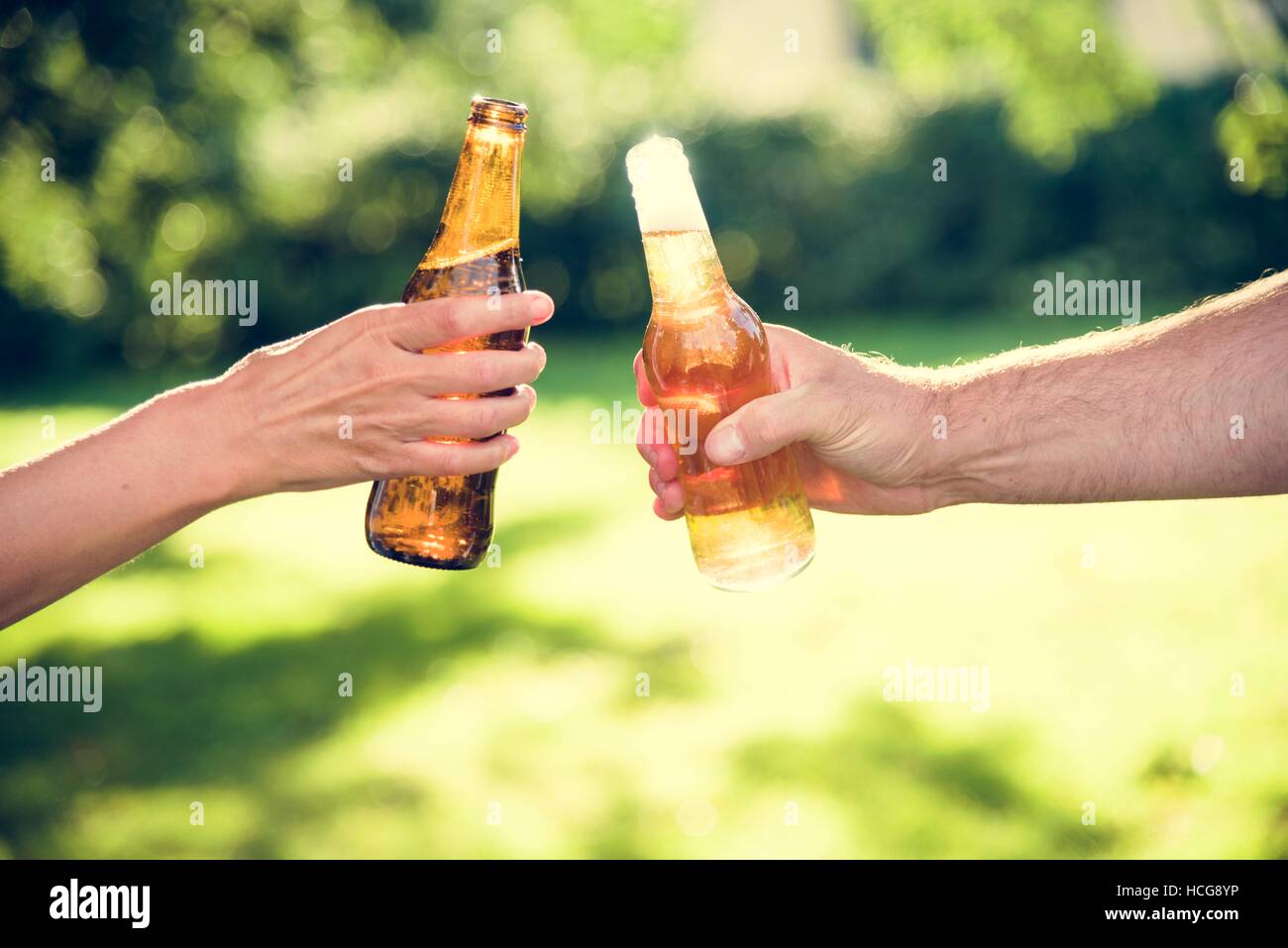 Cheers Beer Alcohol Celebration Outdoors Toast Concept Stock Photo - Alamy