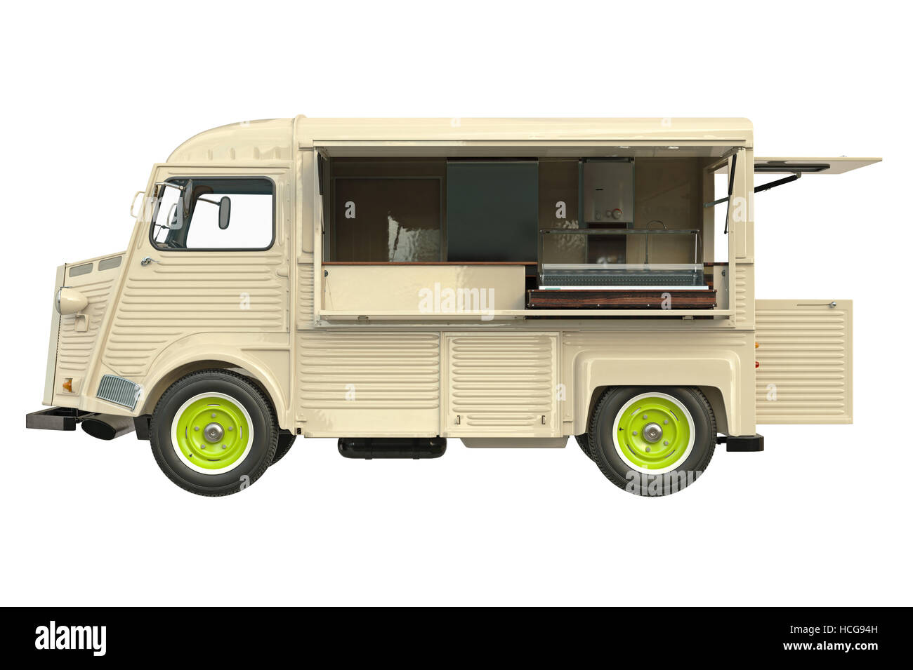 Food truck eatery, side view Stock Photo - Alamy