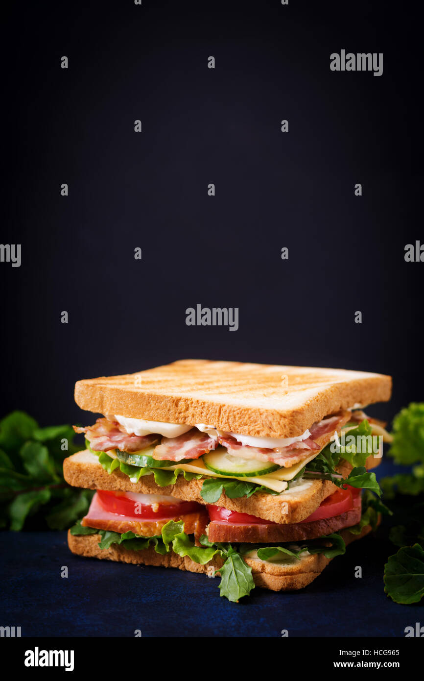 Big sandwich ham cheese lettuce tomato hi-res stock photography and ...