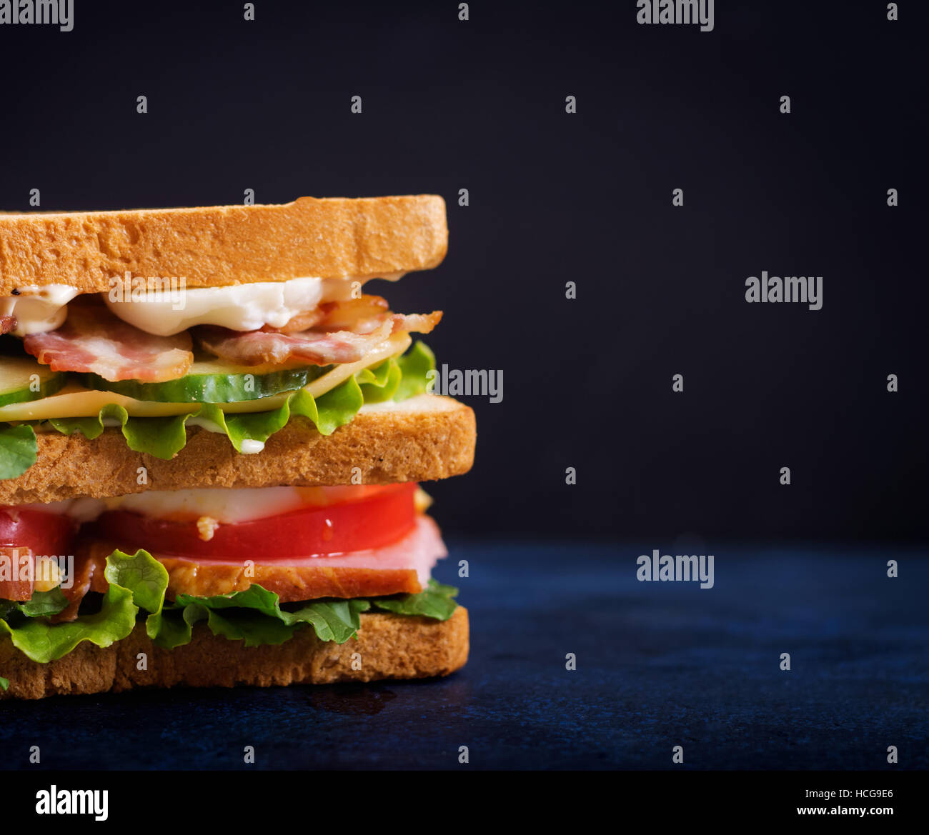 Big sandwich ham cheese lettuce tomato hi-res stock photography and ...