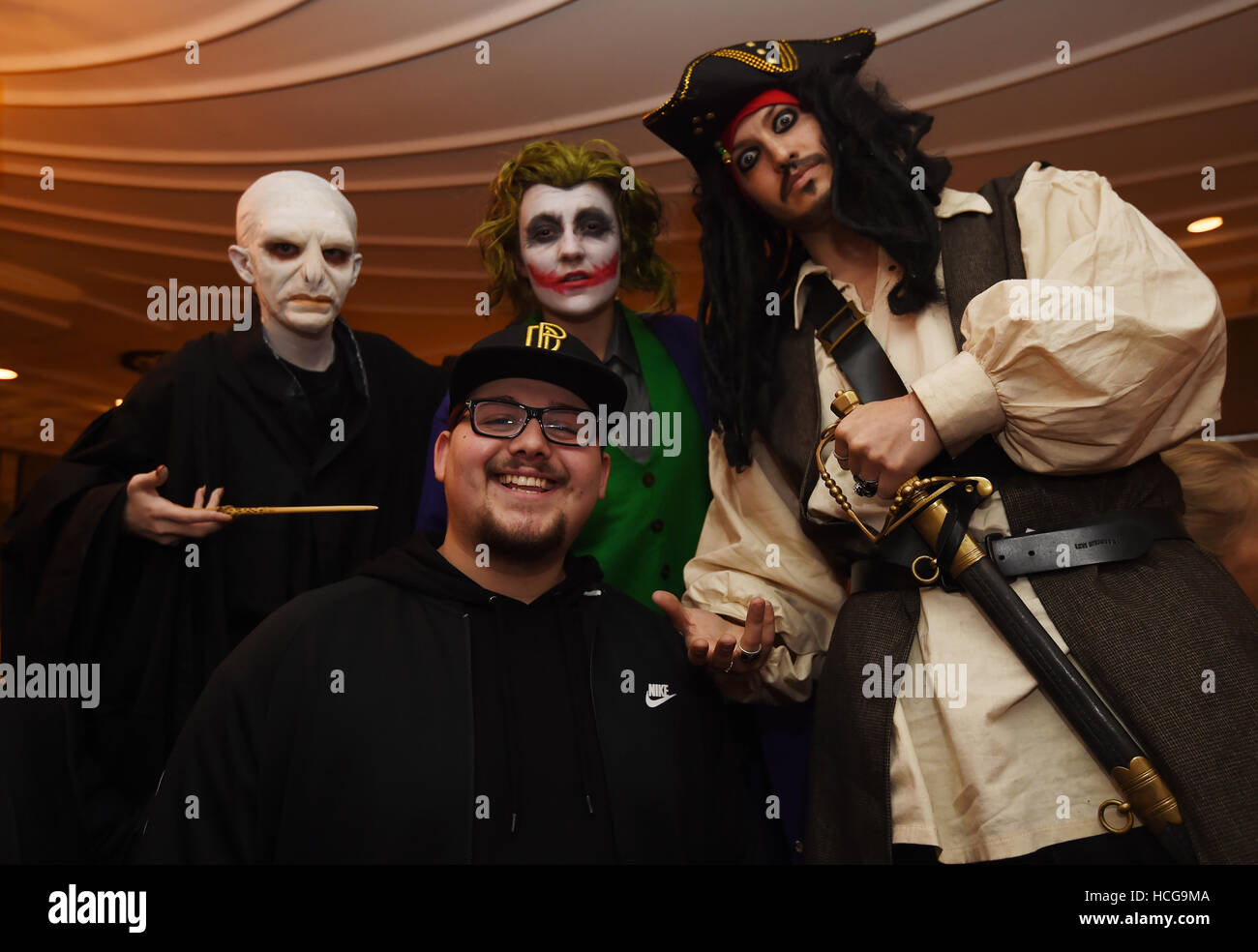 Che Chesterman with actors dressed as (left to right) Lord Voldemort ...