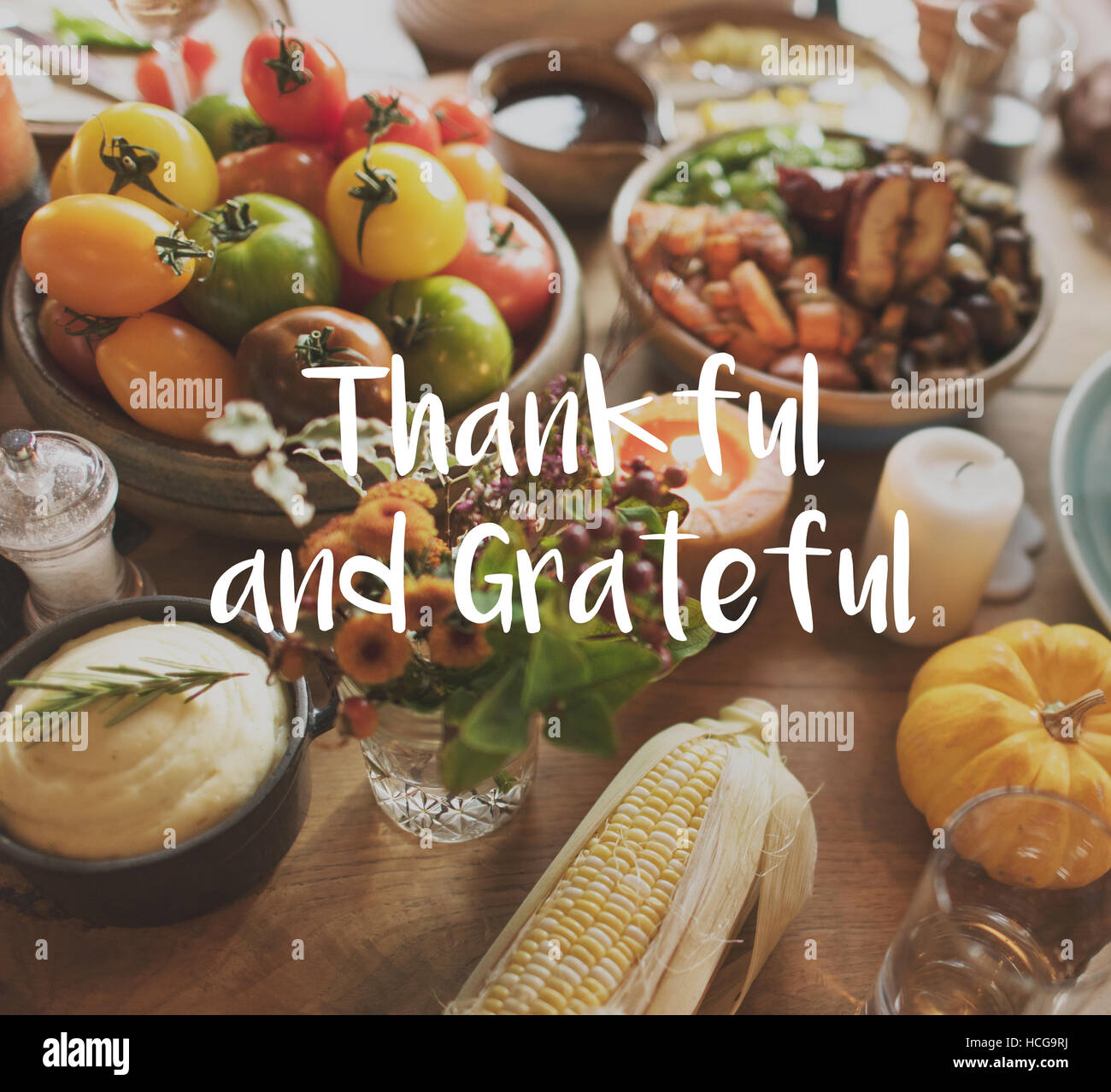 Thnaksgiving Blessing Celebrating Grateful Meal Concept Stock Photo - Alamy