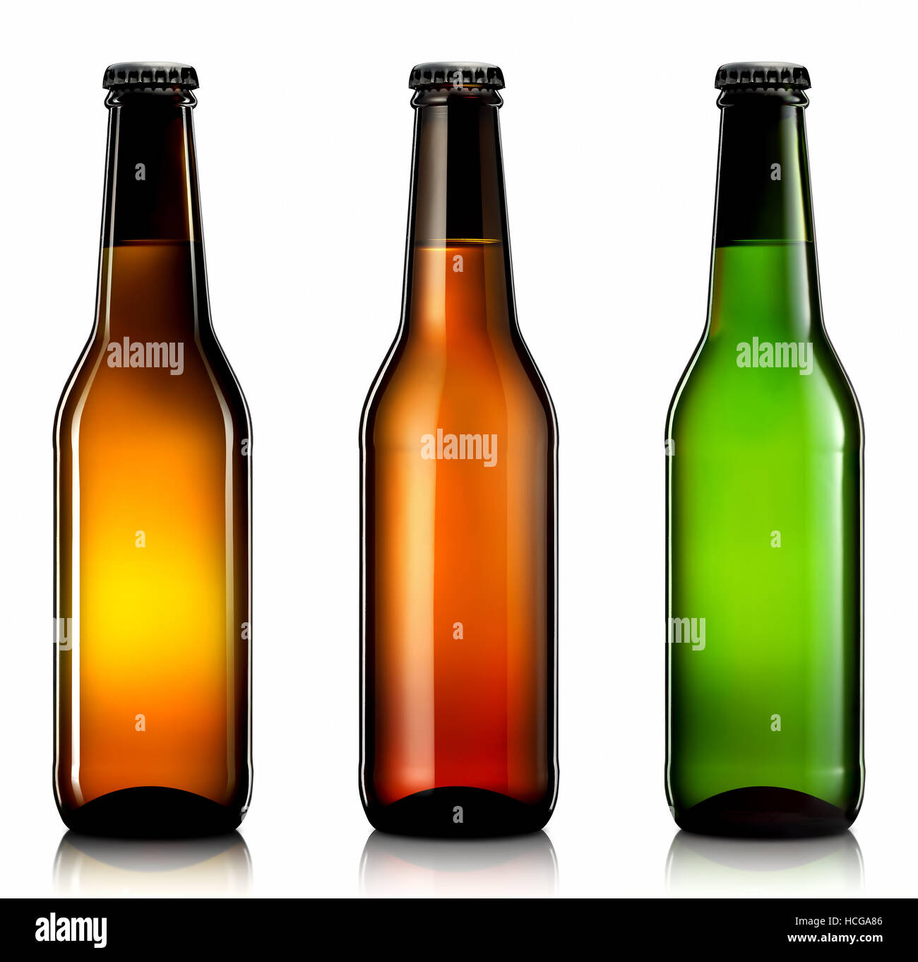 Set of beer bottles isolated Stock Photo - Alamy