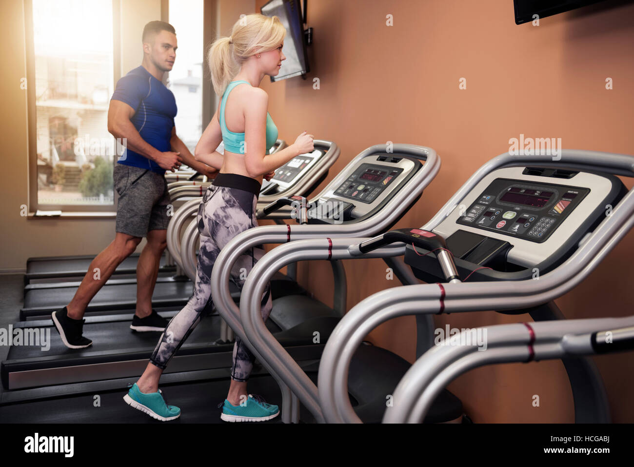 Treadmill as perfect cardio machine Stock Photo - Alamy