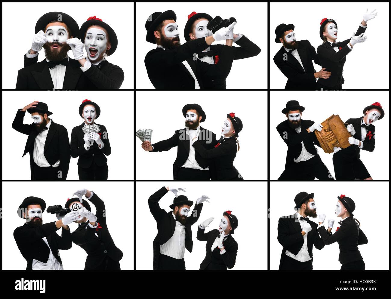 Two memes as business man and woman on white background Stock Photo - Alamy