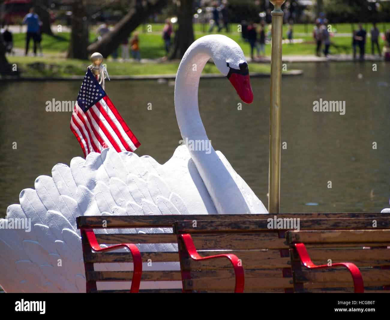 Closeup of Swan boat at the Boston Common Stock Photo - Alamy