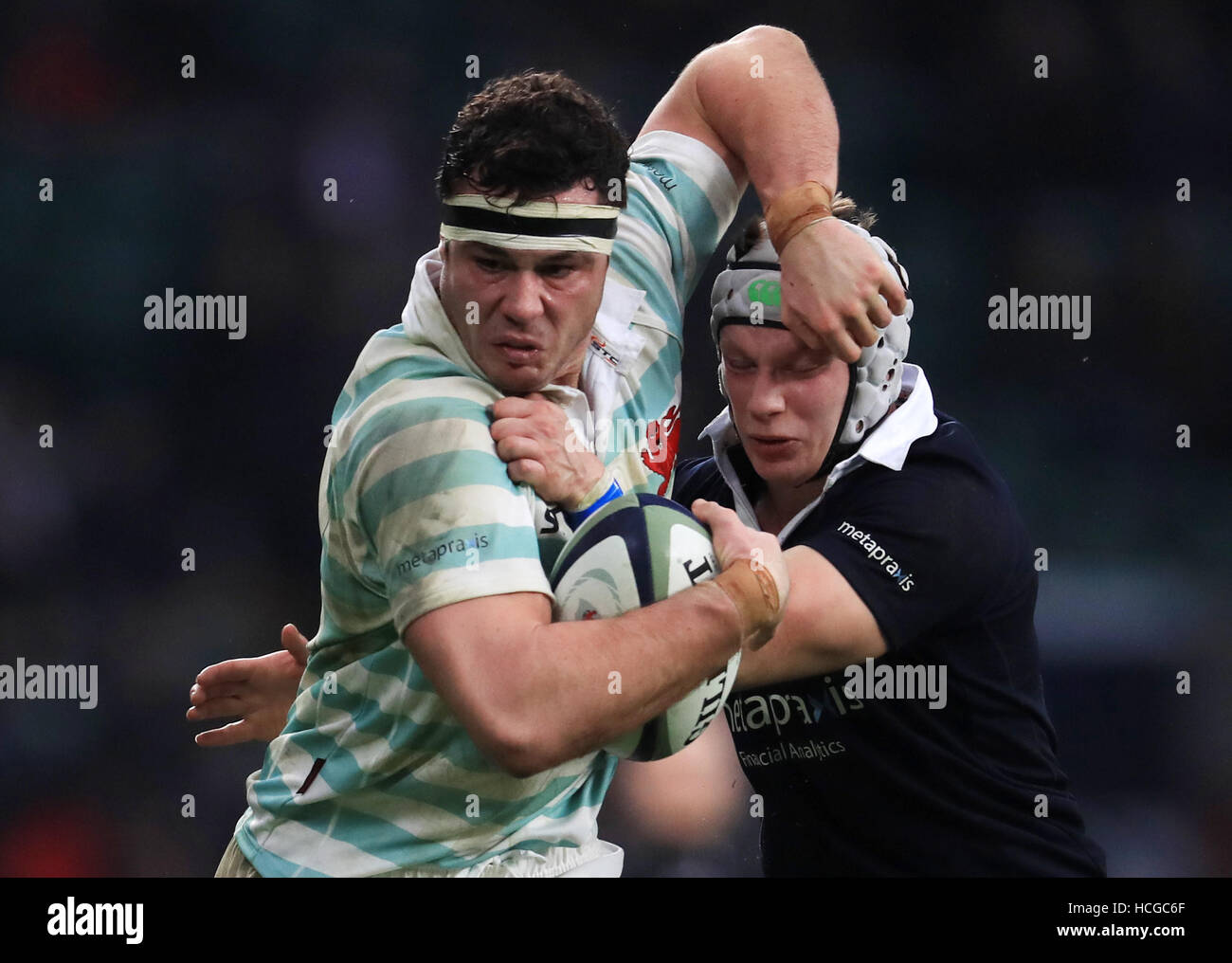 Cambridge's Andrew Hunter (left) and Oxford's Matt Geiger during the ...