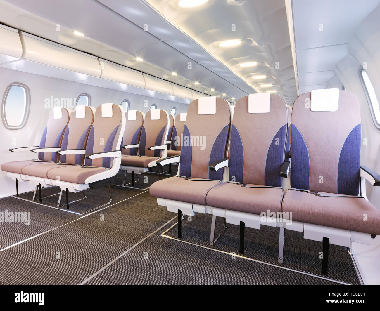 airplane cabin interior seats rendering 3D Stock Photo - Alamy
