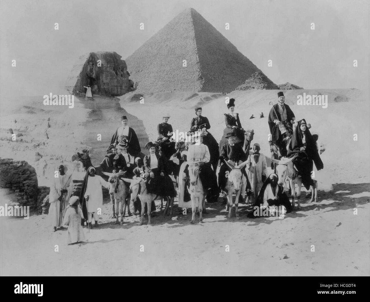 Tourists in Egypt in front of the Sphinx - 1890 Stock Photo - Alamy