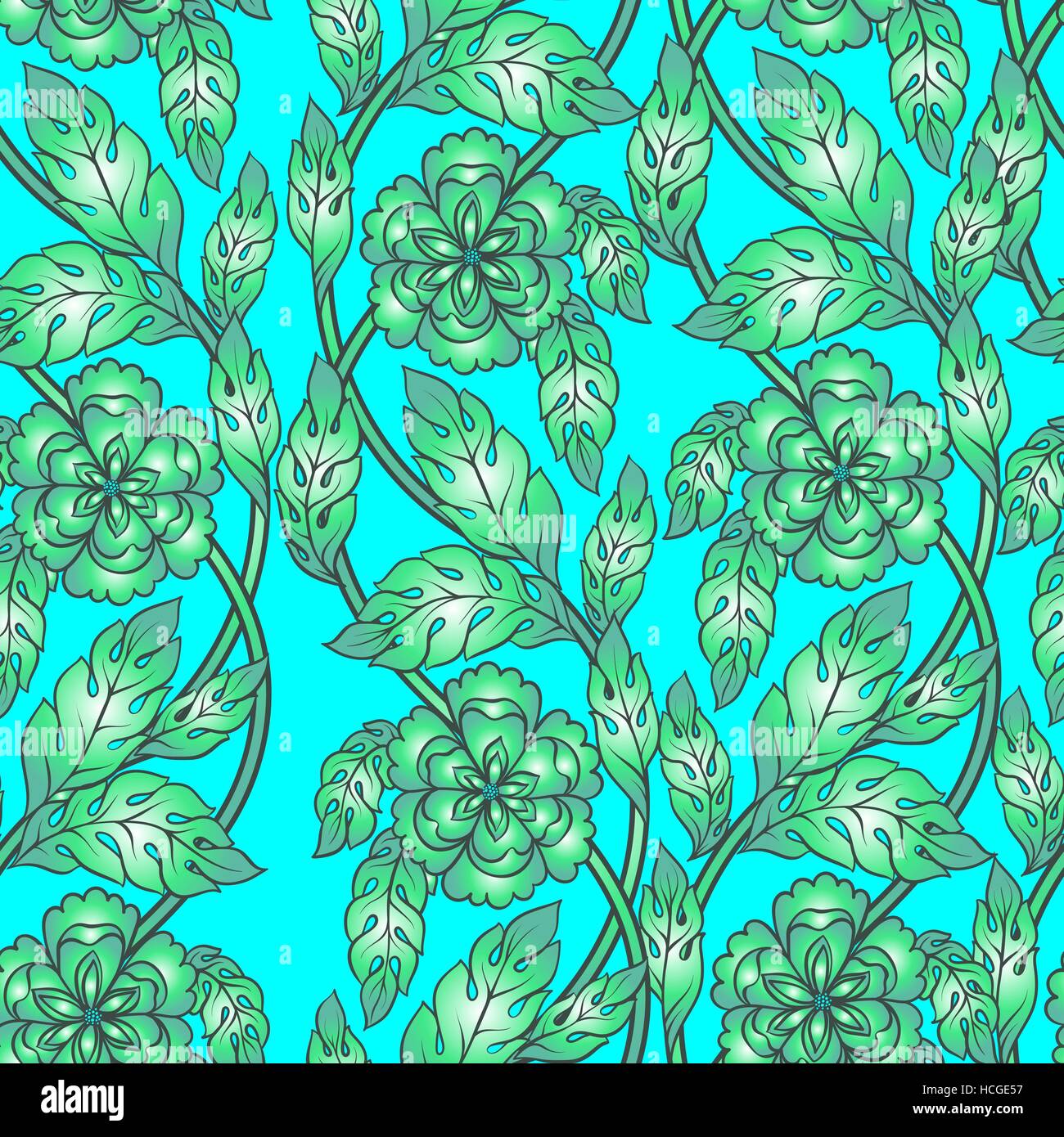 Vector seamless background with floral branches. Intricate ornament ...