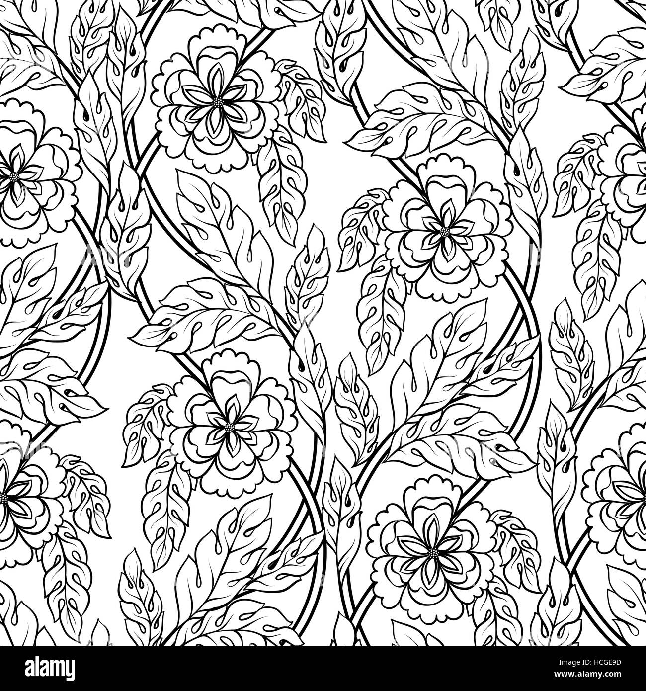 Seamless vector floral background. Beautiful pattern with leaves ...