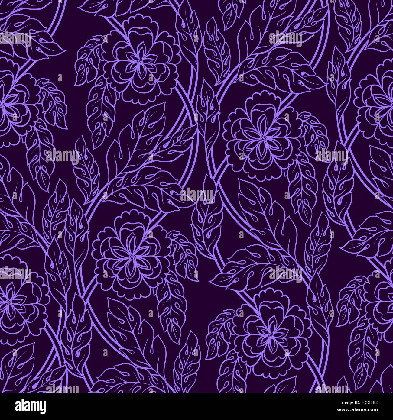 Vector seamless patern background with floral branches. Intricate ...