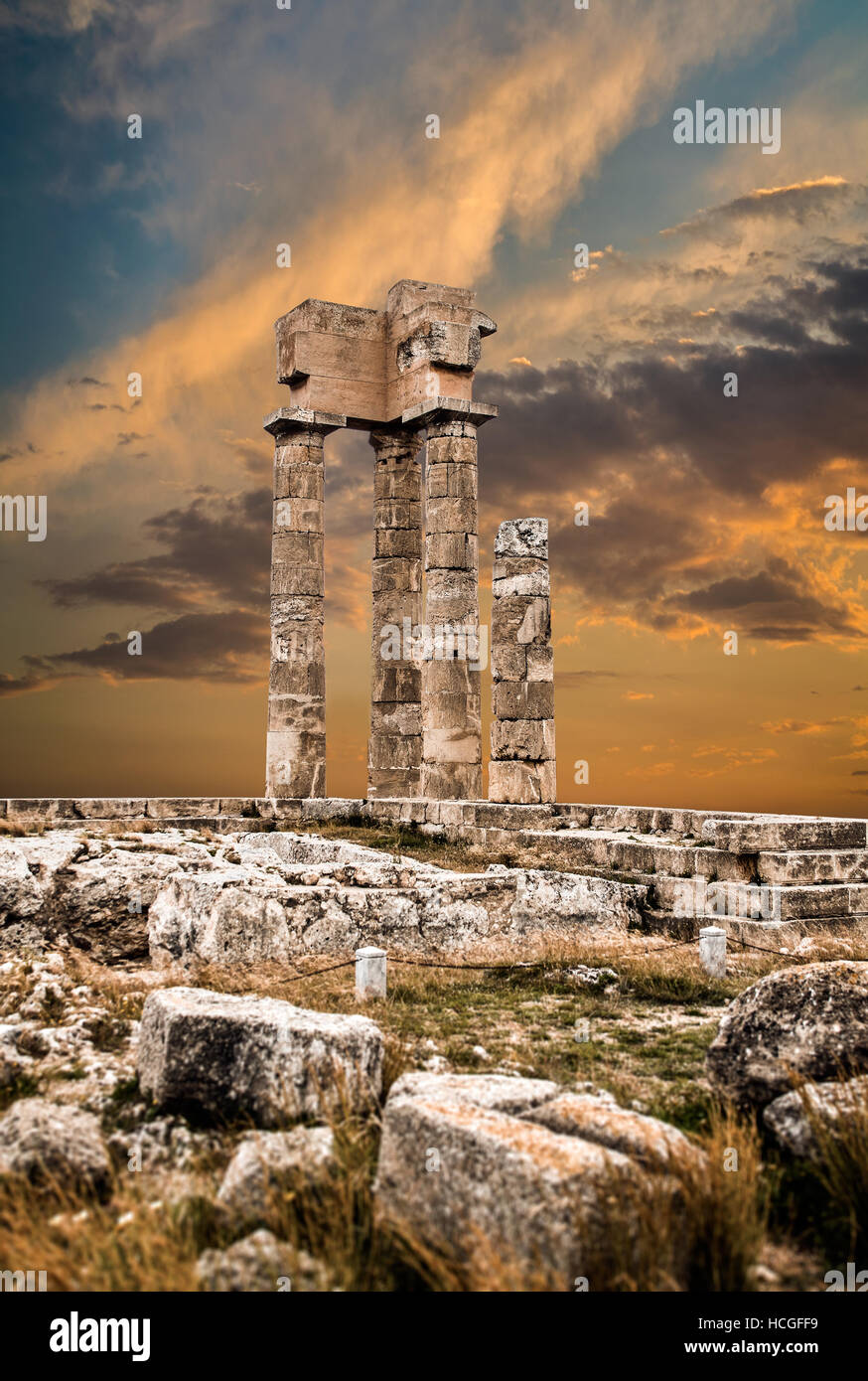 Ancient Acropolis of Rhodes at Sunset, Greece Stock Photo - Alamy