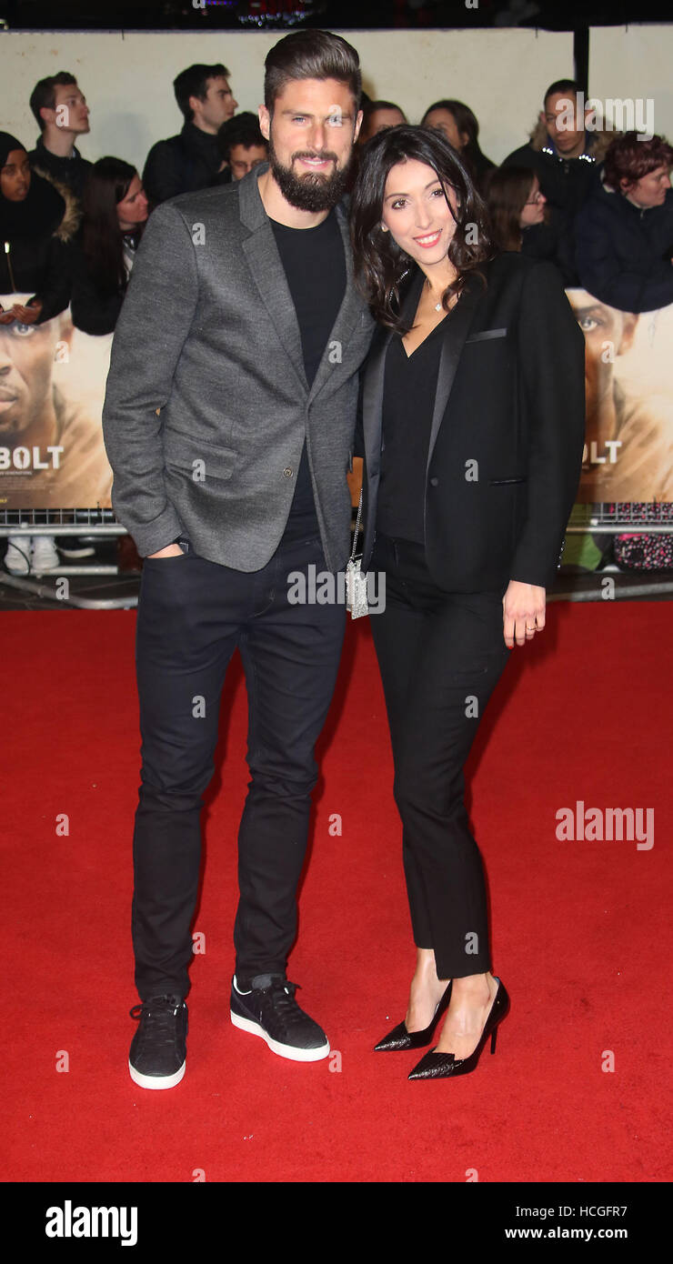 Nov 28, 2016 - Olivier Giroud and Jennifer Giroud attending 'I Am Bolt ...