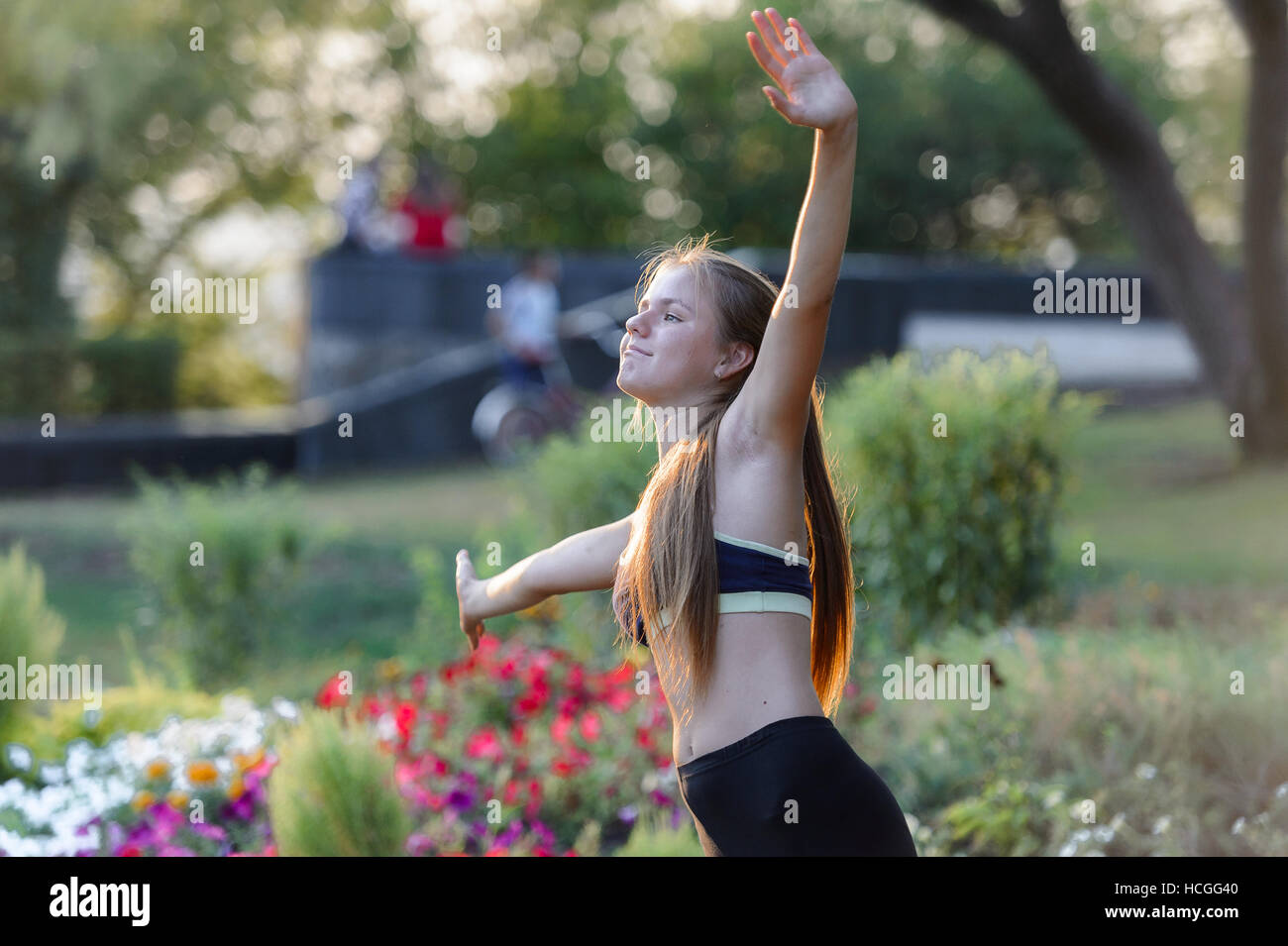 young girl resting in the summer park Stock Photo - Alamy