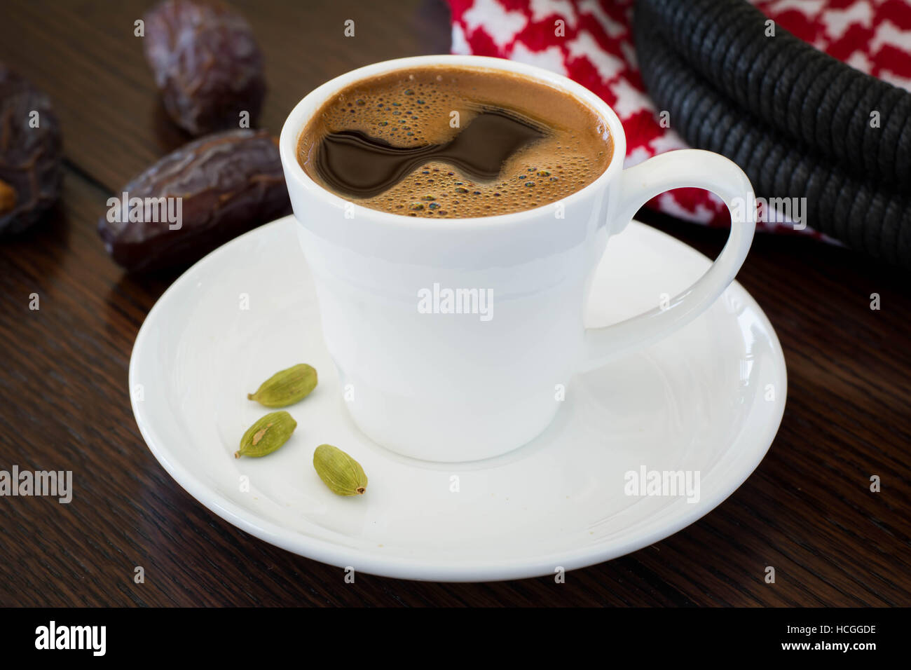 Turkish coffee with dates and cardamom, Jordanian afternoon Stock Photo ...