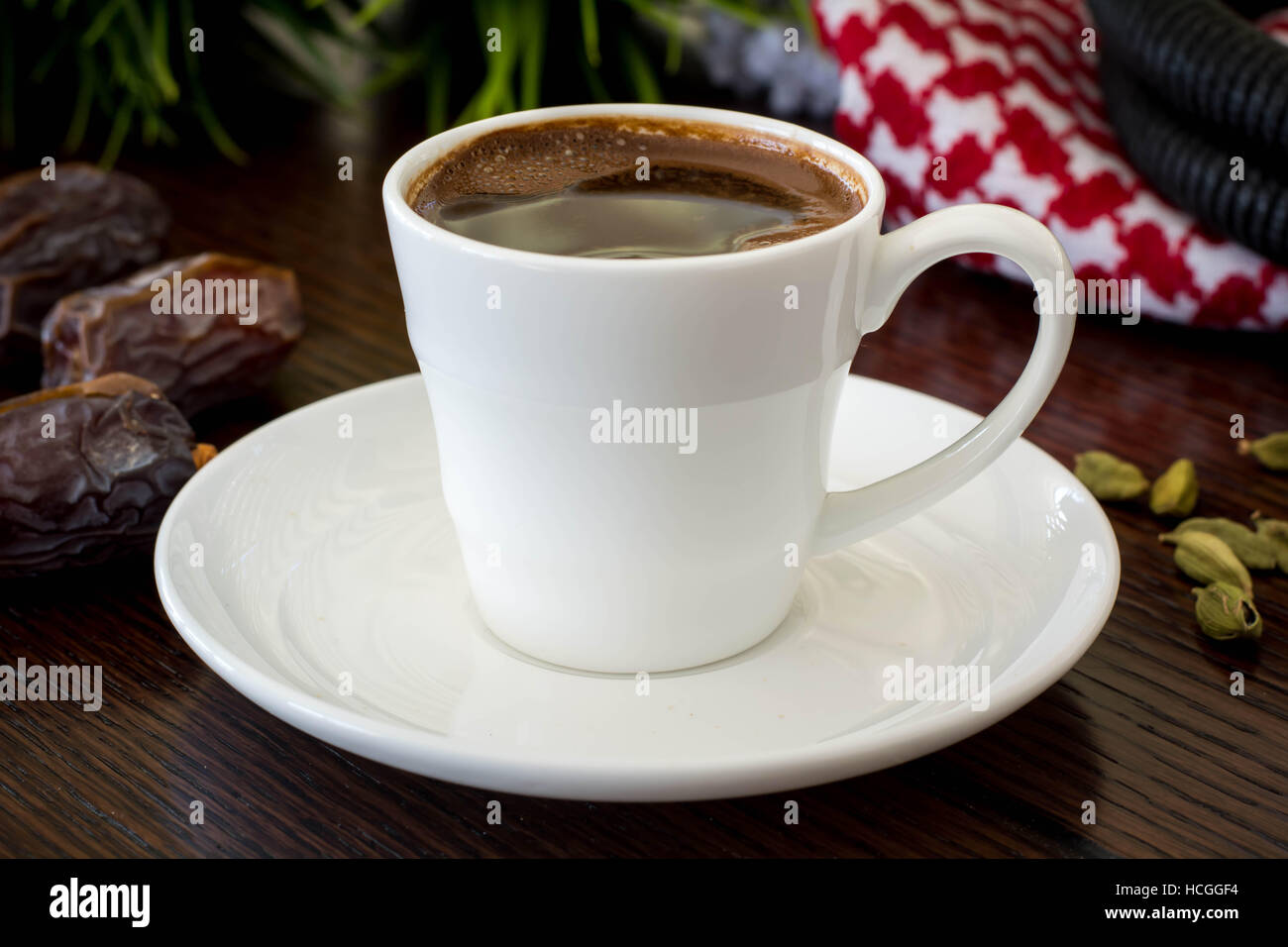 Turkish coffee with dates and cardamom, Jordanian afternoon Stock Photo ...