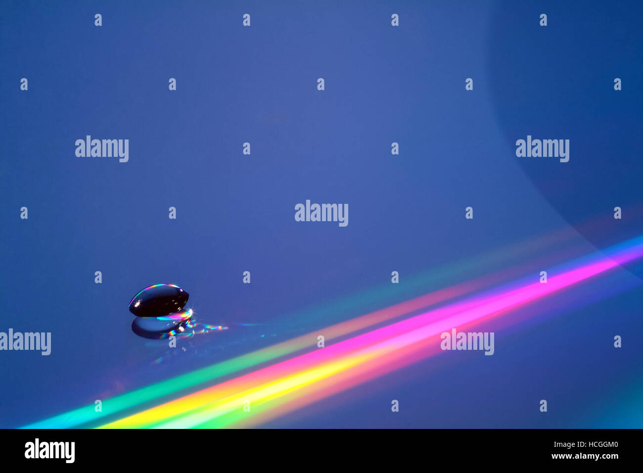 Water drop light patterns showing reflection and prismatic splitting of ...