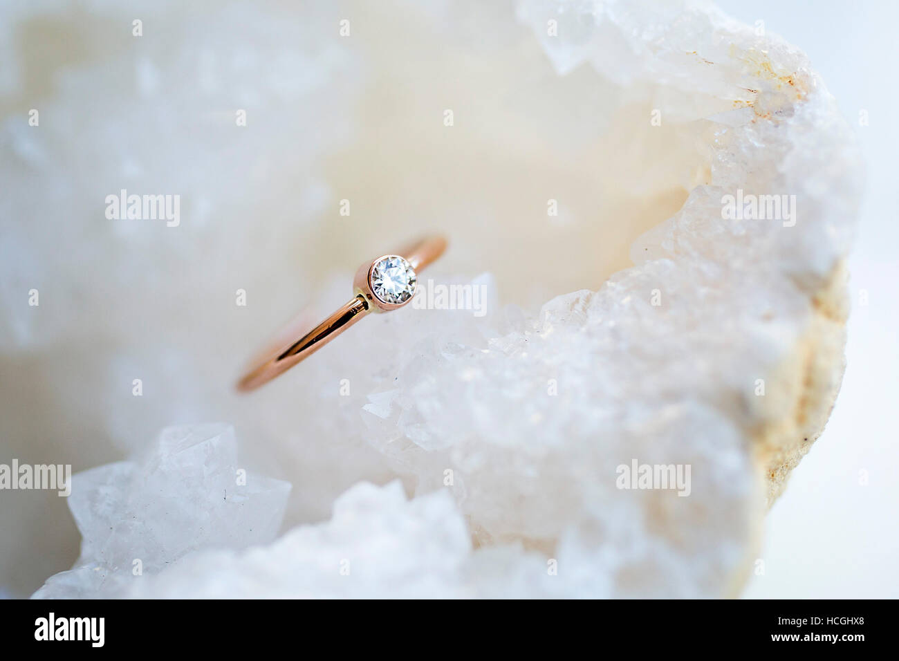 Small Diamond ring in geode Stock Photo - Alamy