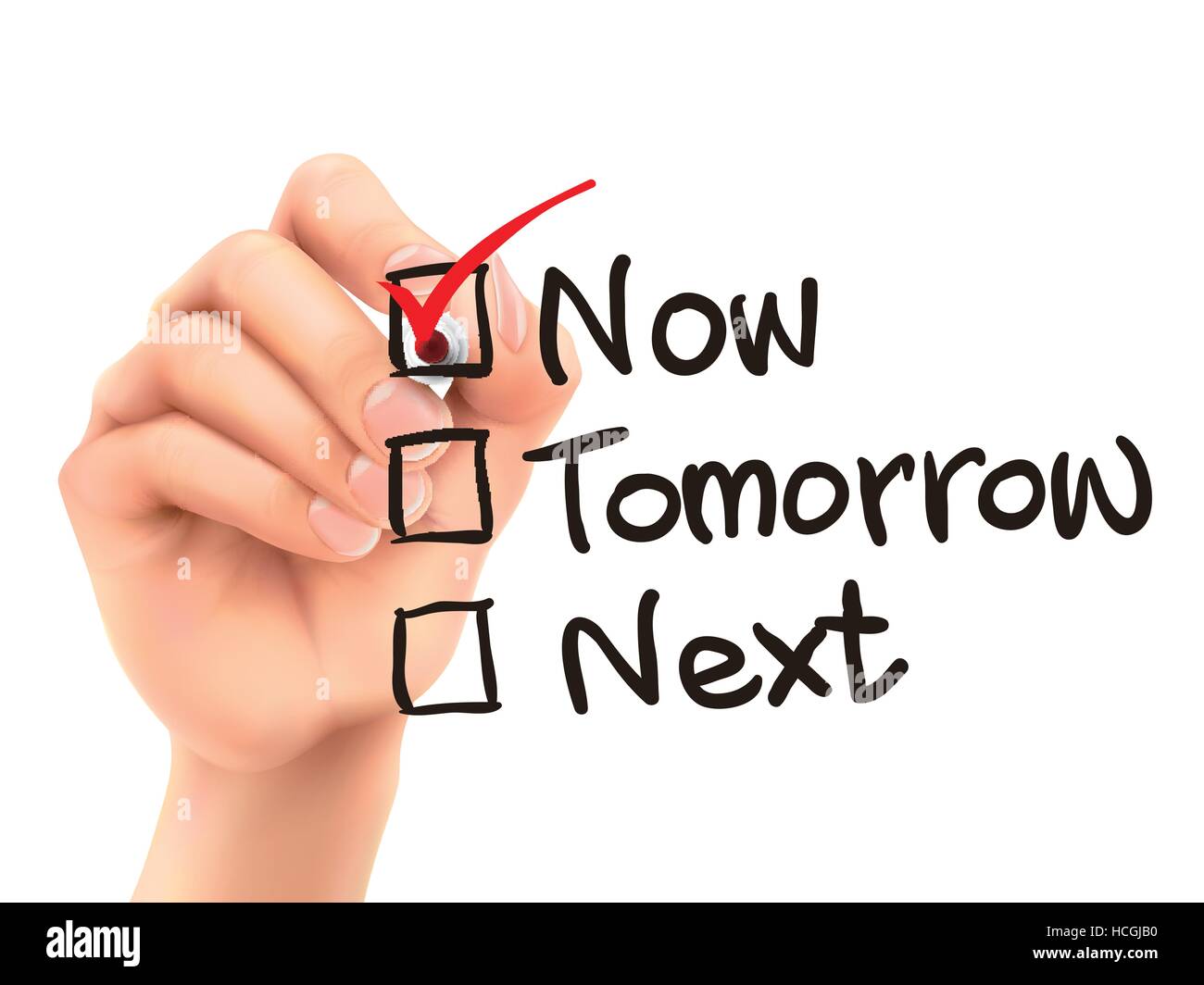 timeline checklist checking by 3d hand over white background Stock ...