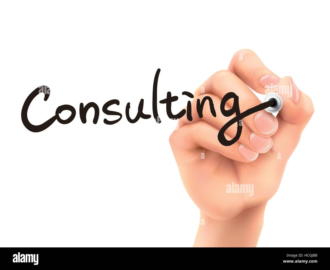 consulting word written by 3d hand over white background Stock Vector ...