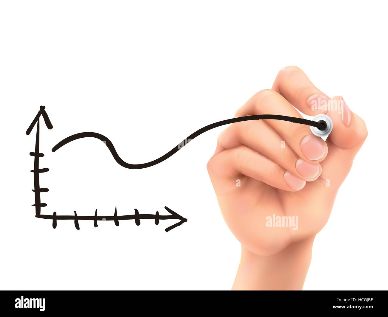 business chart drawn by 3d hand over white background Stock Vector ...