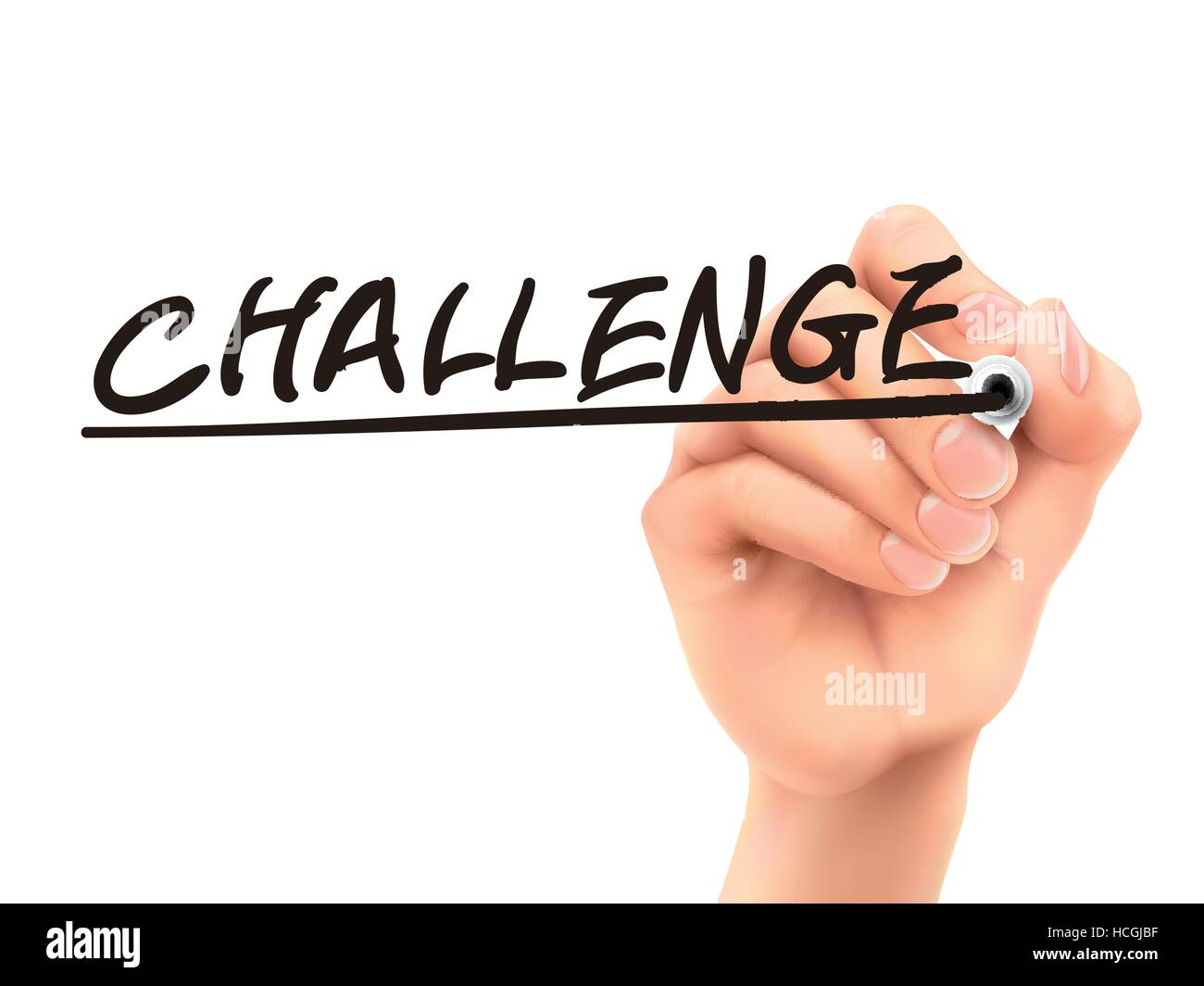 challenge word written by 3d hand over white background Stock Vector ...