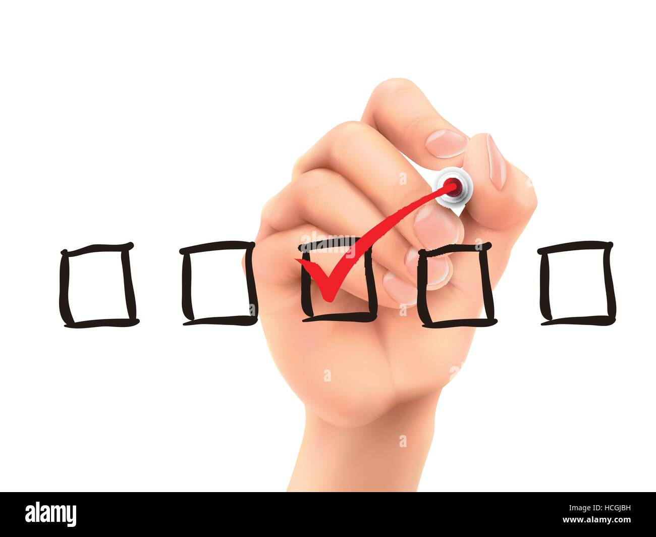 checklist checking by 3d hand over white background Stock Vector Image ...