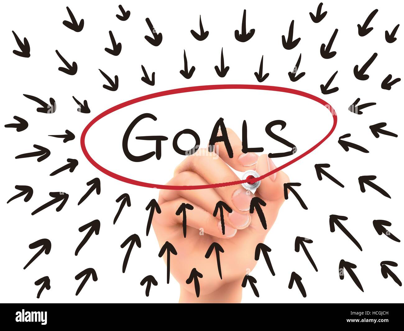 goals concept drawn by 3d hand over white background Stock Vector Image ...
