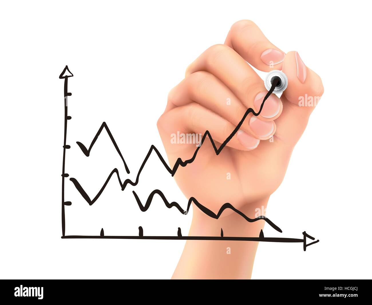 graph drawn by 3d hand over white background Stock Vector Image & Art ...