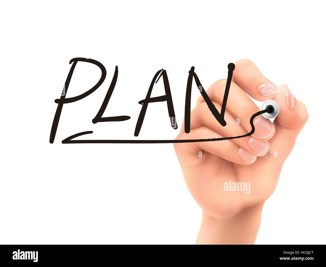 plan word written by 3d hand over white background Stock Vector Image ...