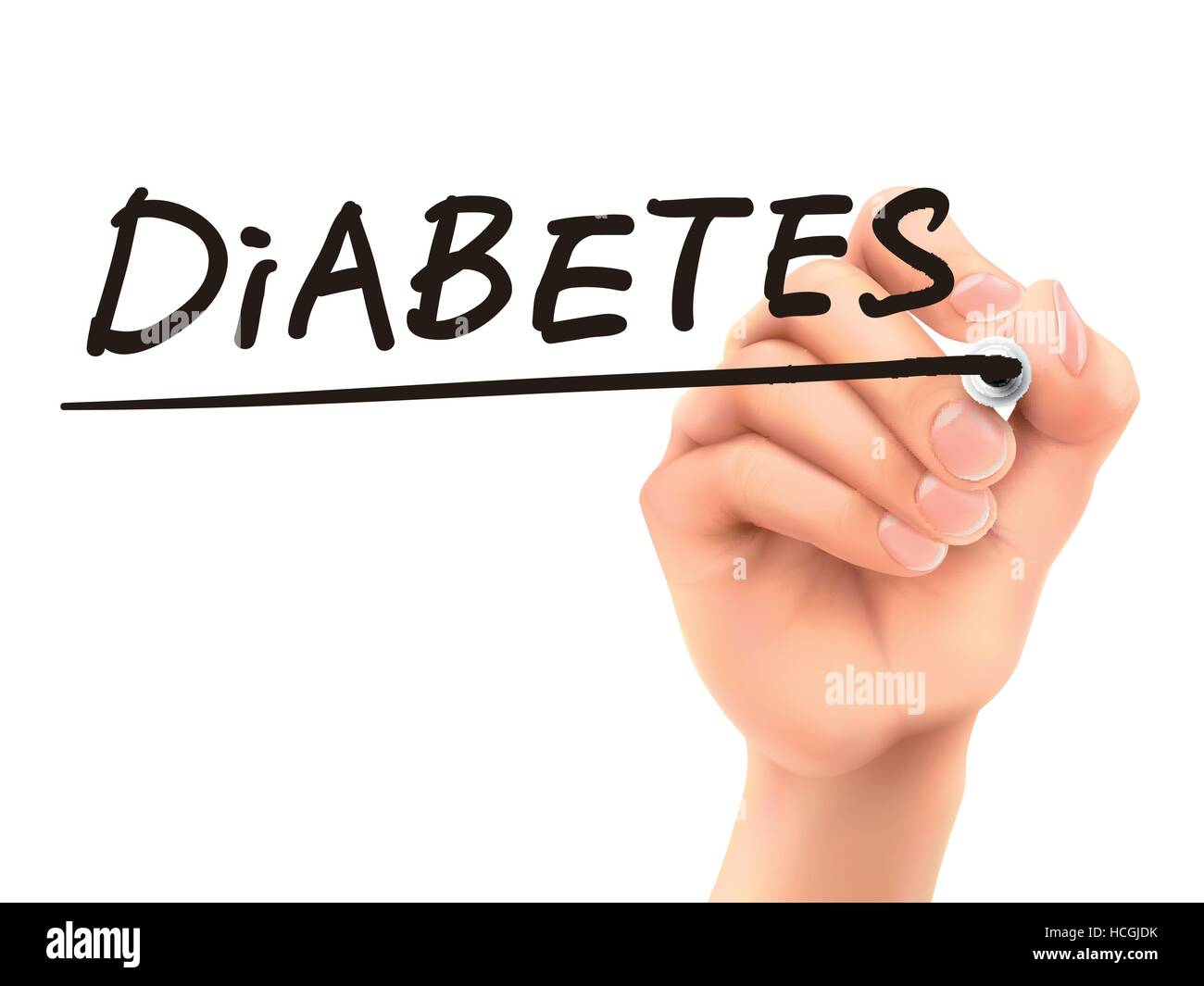 diabetes word written by 3d hand over white background Stock Vector ...