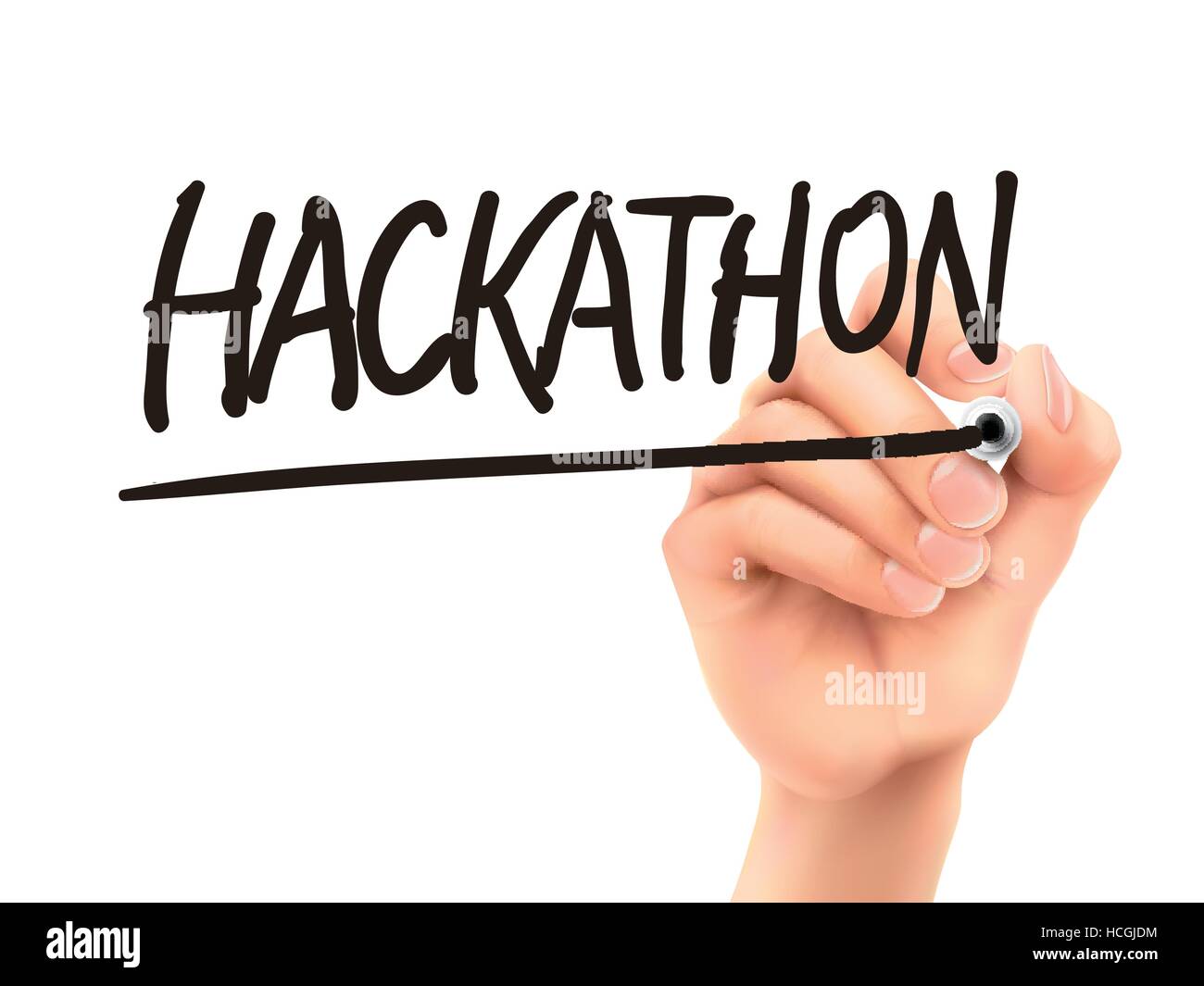 hackathon word written by 3d hand over white background Stock Vector ...