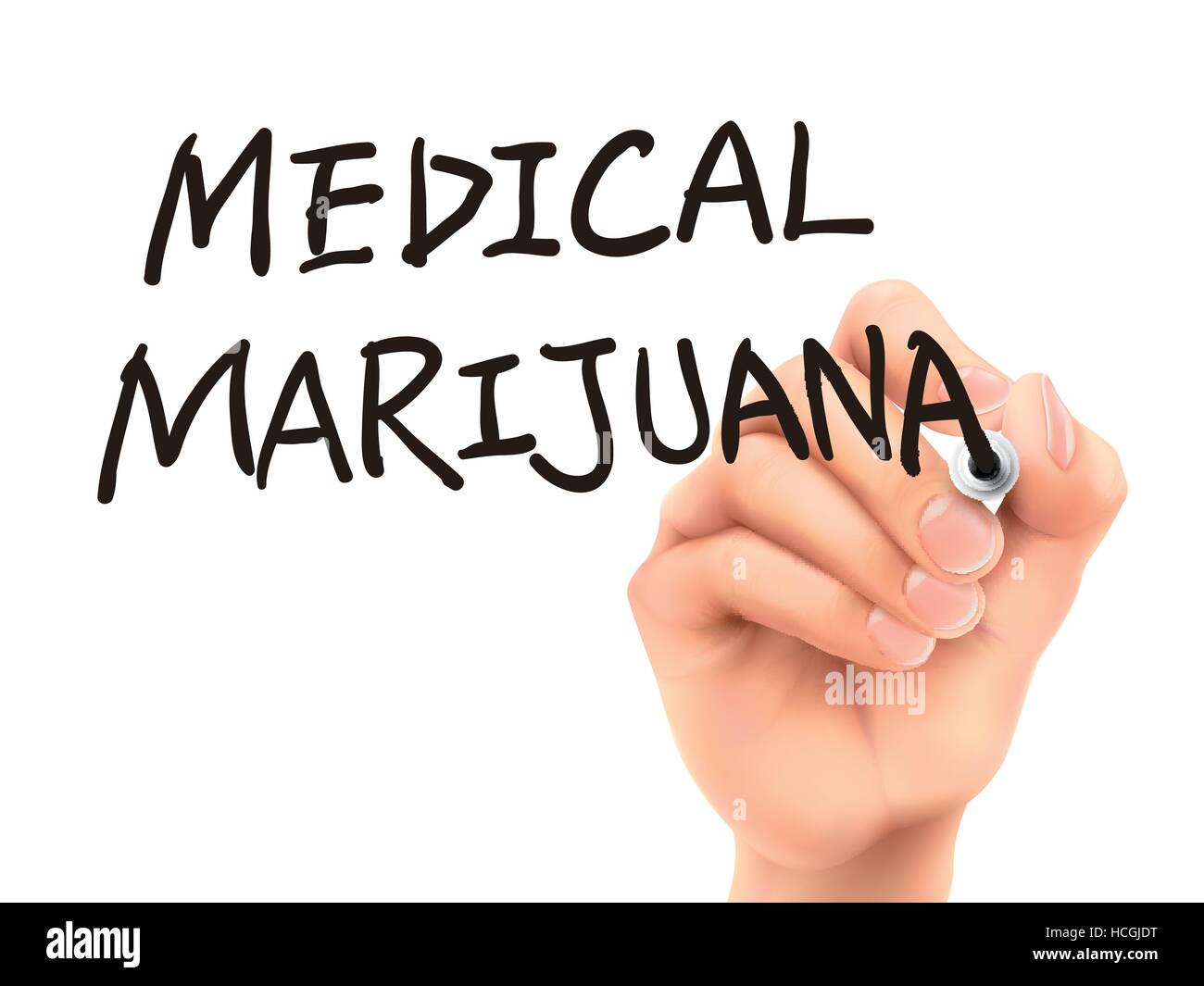 medical marijuana words written by 3d hand over white background Stock ...
