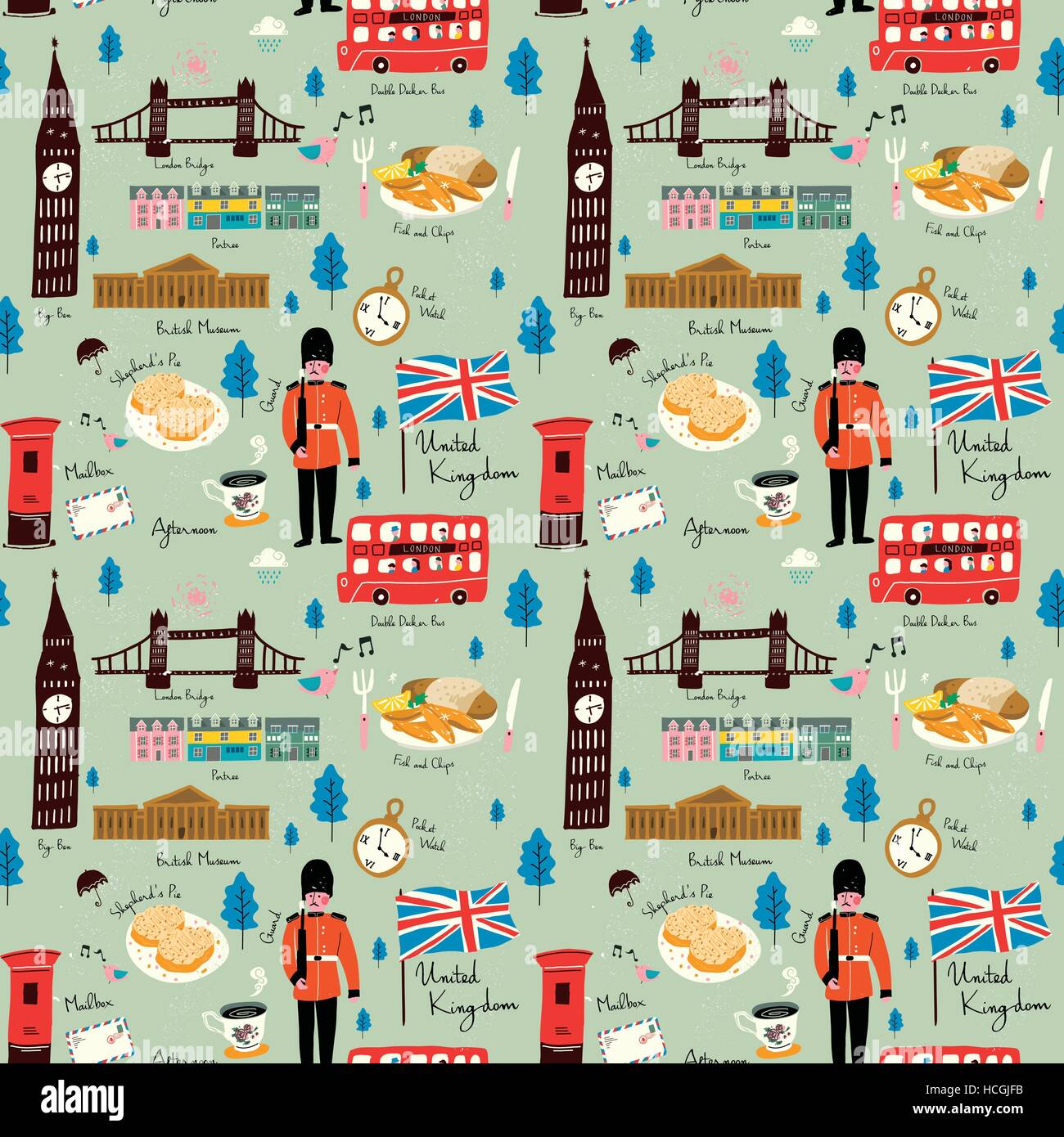 Seamless pattern of United Kingdom travel collection Stock Vector Image ...